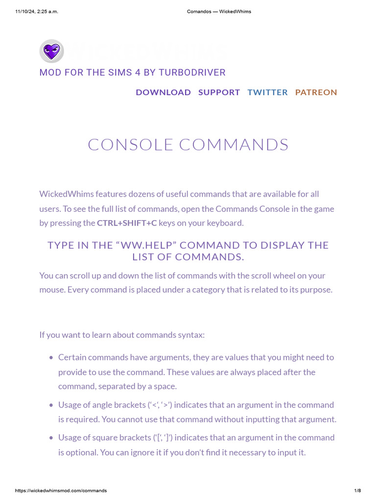Comandos — WickedWhims | PDF | Command Line Interface | Strip Club