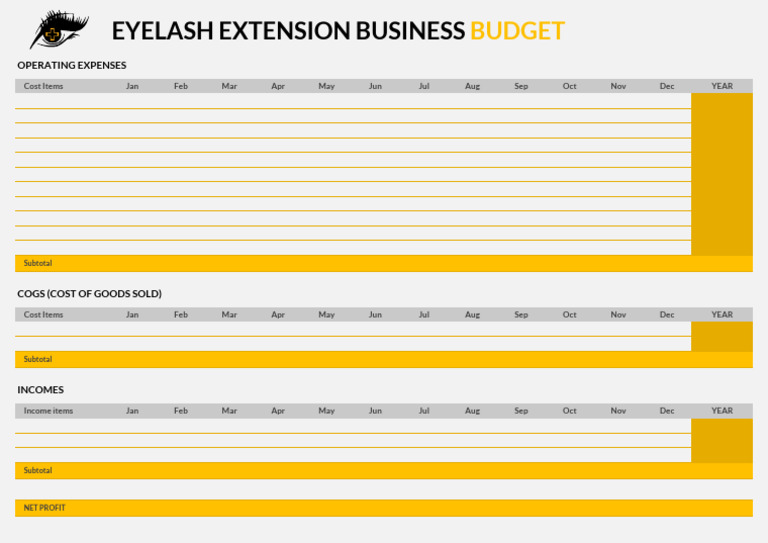 Eyelash Extension Business: Budget | PDF | Cooking, Food & Wine