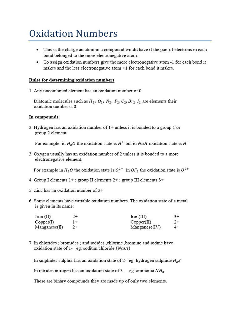 Understanding Oxidation Numbers Guide | PDF | Redox | Chemical Bond