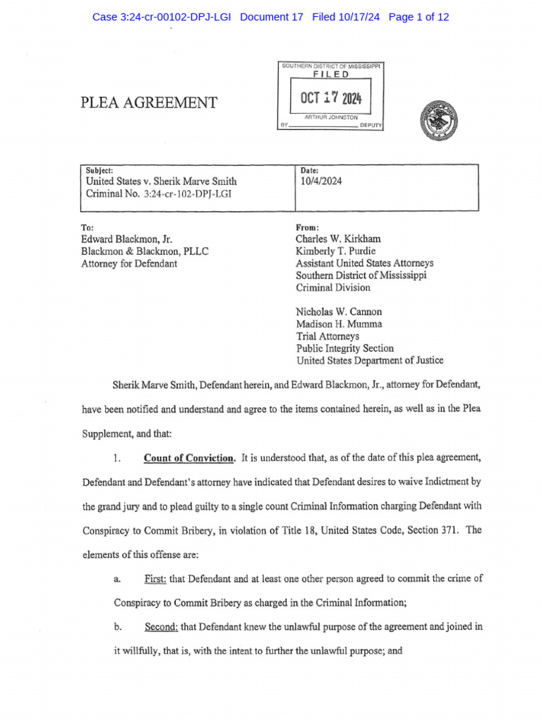 Marve Smith Guilty Plea | PDF