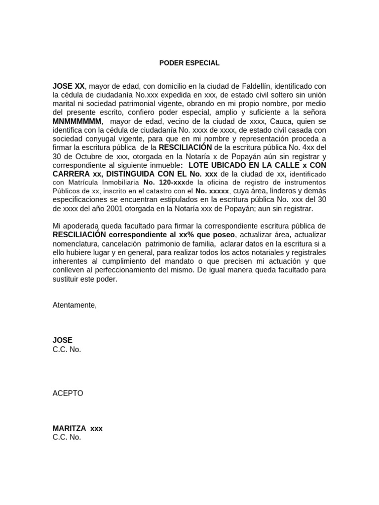 Poder para Resciliar - Maritza | PDF