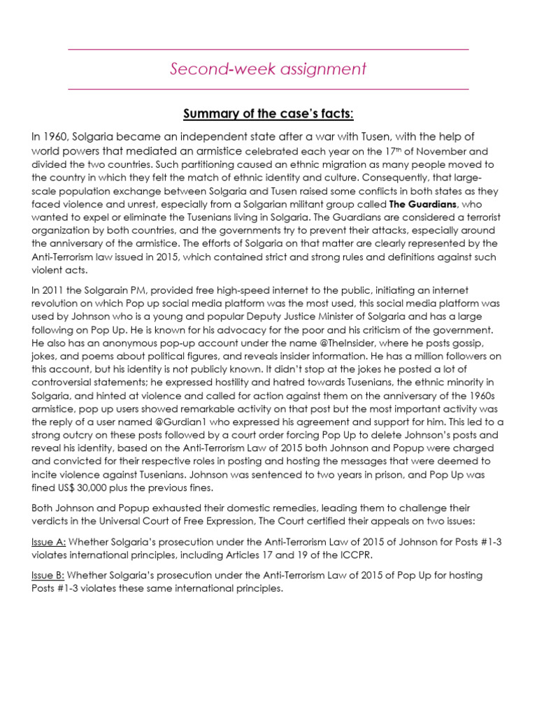 week 2 - Summary of the case’s facts | PDF | Judicial Review | Freedom ...