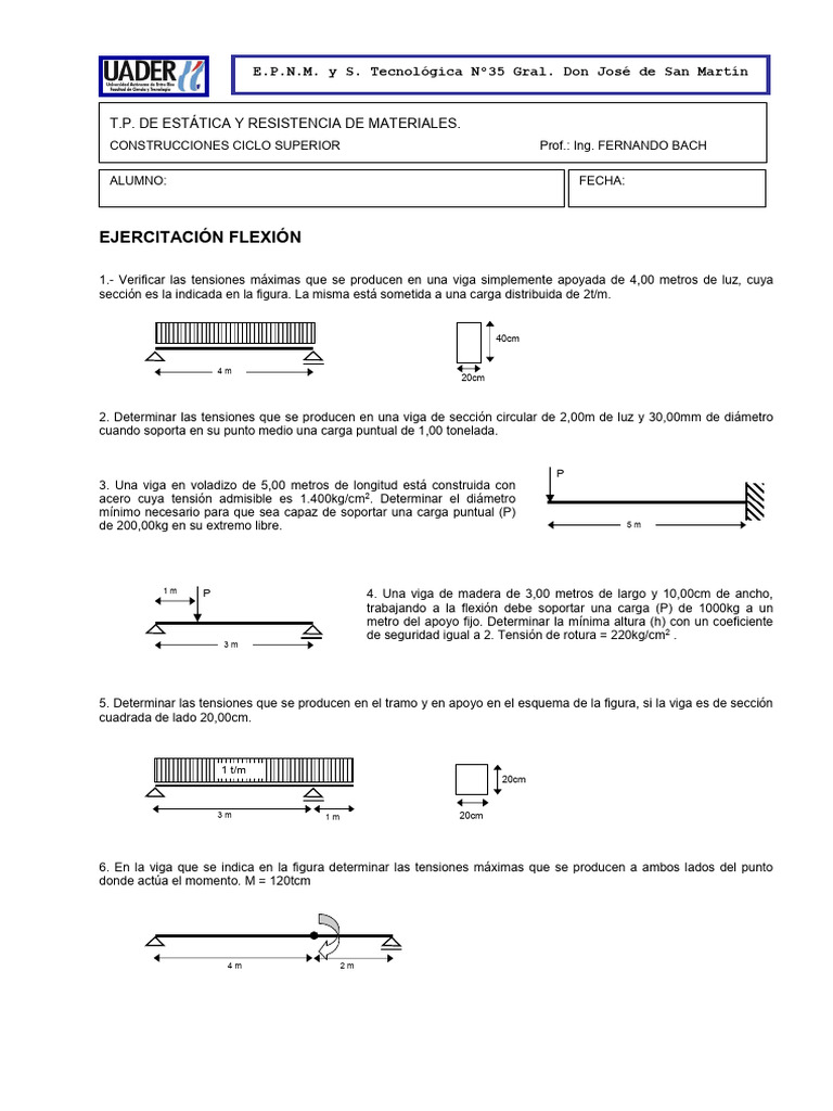 ejercicios_flexion_2021 | PDF | Viga (Estructura) | Ingeniería mecánica ejercicios_flexion_2021 | PDF | Viga (Estructura) | Ingeniería mecánica