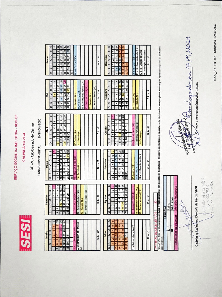 Calendario Escolar Homologado 2024 | PDF