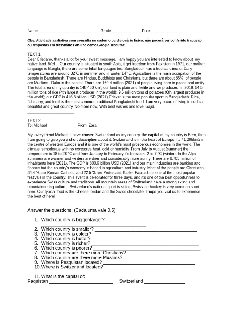 Countries Around The World | PDF | Switzerland | Bangladesh