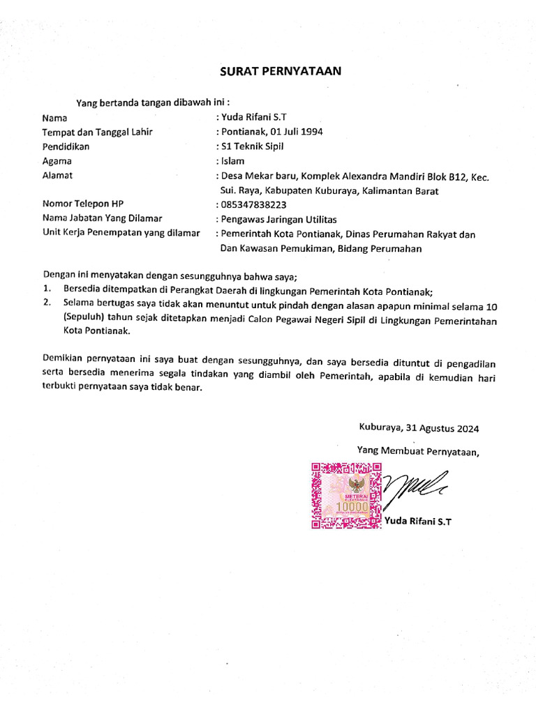Surat Penyataan | PDF