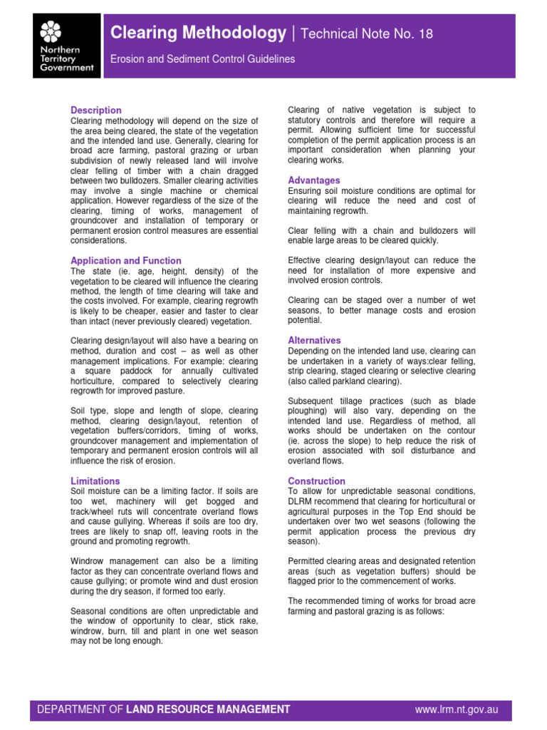 clearing-methodology | PDF | Soil | Surface Runoff clearing-methodology | PDF | Soil | Surface Runoff