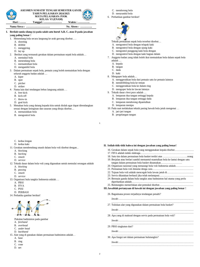 pjok-6-soal-STS1-Anggarani Puspitasari | PDF