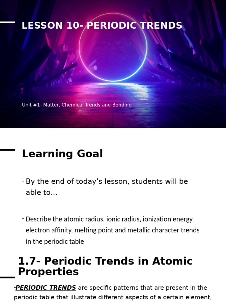 Periodic Trends in Atomic Properties | PDF | Ion | Atoms