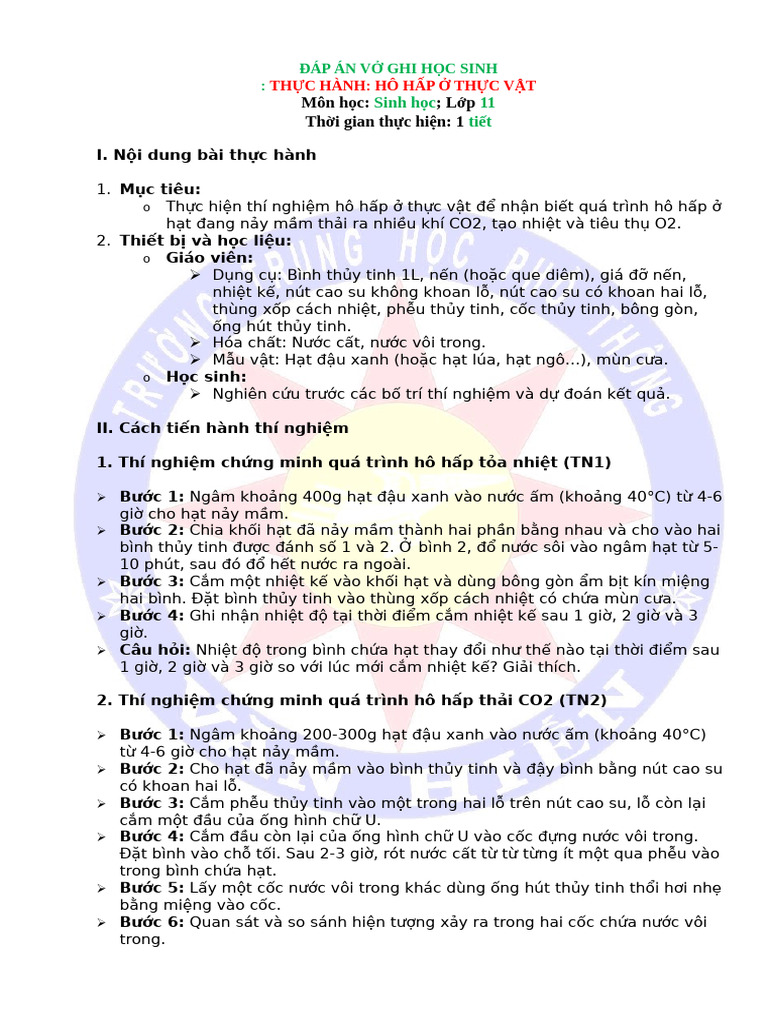 Bài 7 SH11 Dap An Vở Ghi HS | PDF