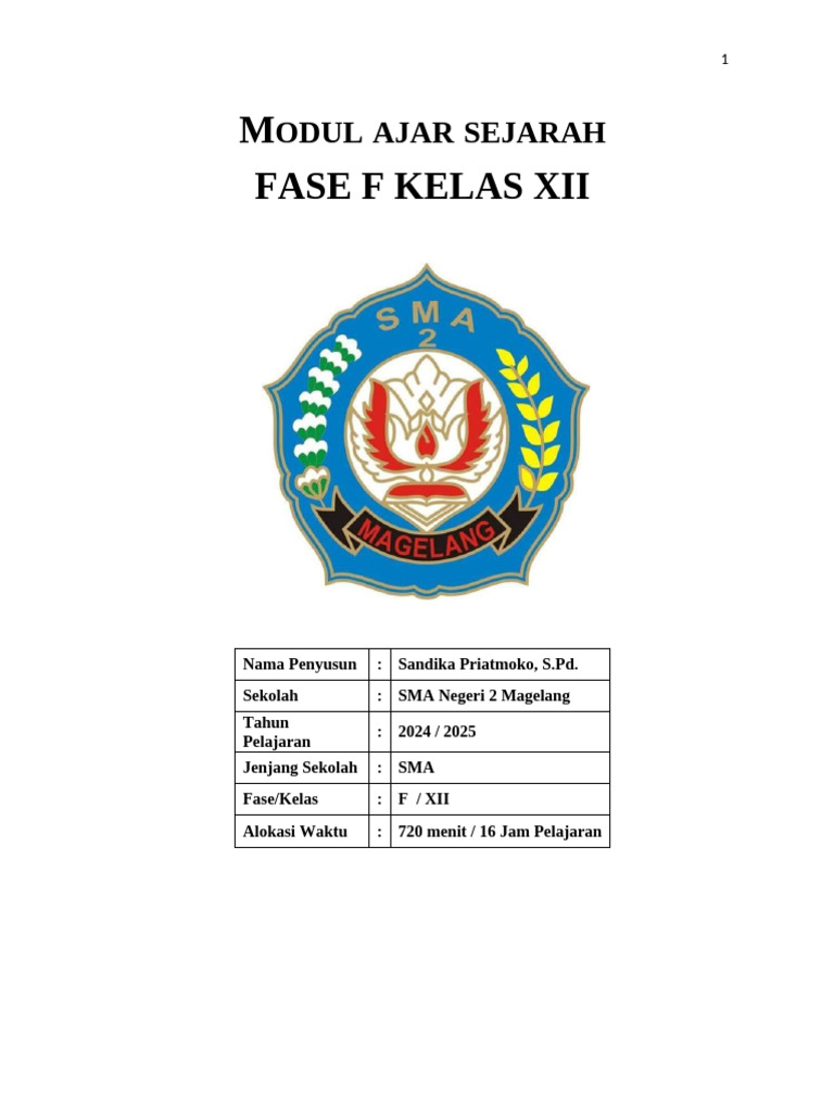 Modul Ajar Sejarah Xii Sandika | PDF | Ilmu Sosial