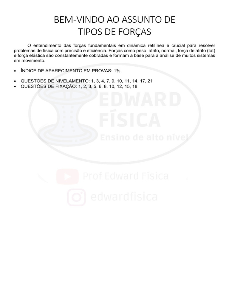 Exercícios+2 1-+Tipos+de+Forças | PDF | Força | Quilograma