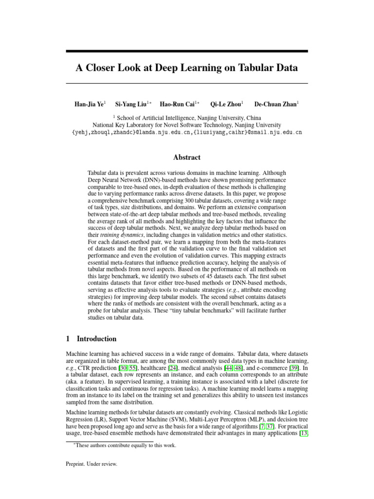 A Closer Look at Deep Learning On Tabular Data | PDF | Machine Learning | Statistical Classification