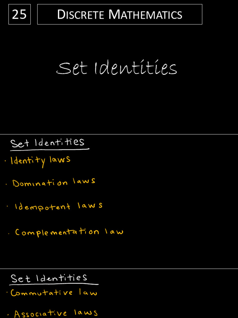 25 Set Identities (2.2) | PDF
