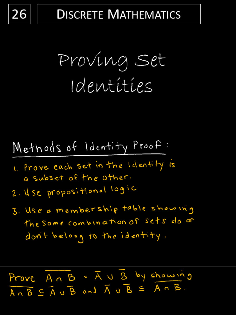 26 Proving Set Identities (2.2) | PDF