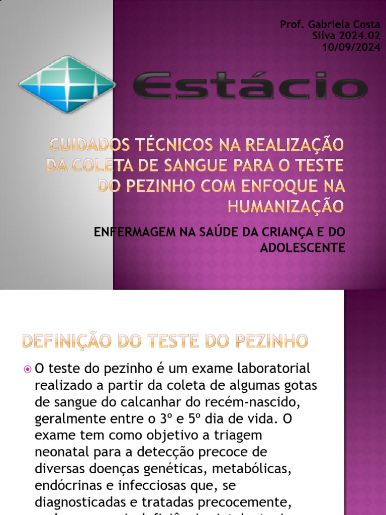 Triagem Neonatal: Teste do Pezinho | PDF | Medicina Clínica ...