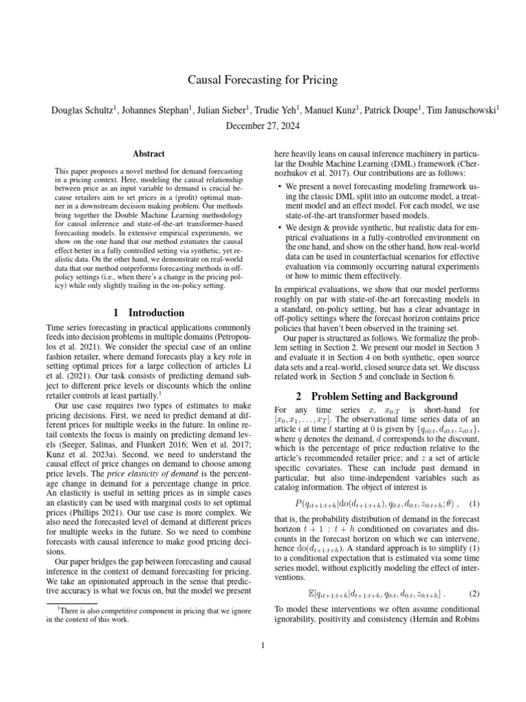 Causal Forecasting for Pricing Decisions | PDF | Forecasting | Demand