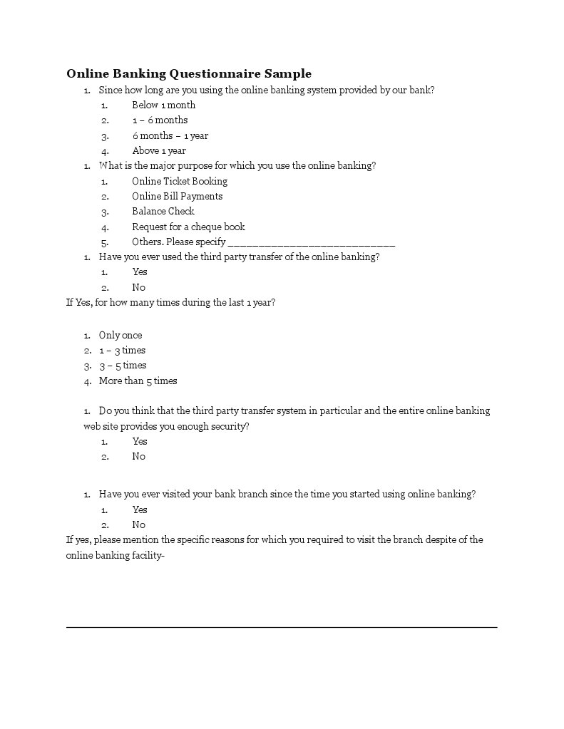 Online Banking Questionnaire Sample | PDF | Online Banking | Banks ...