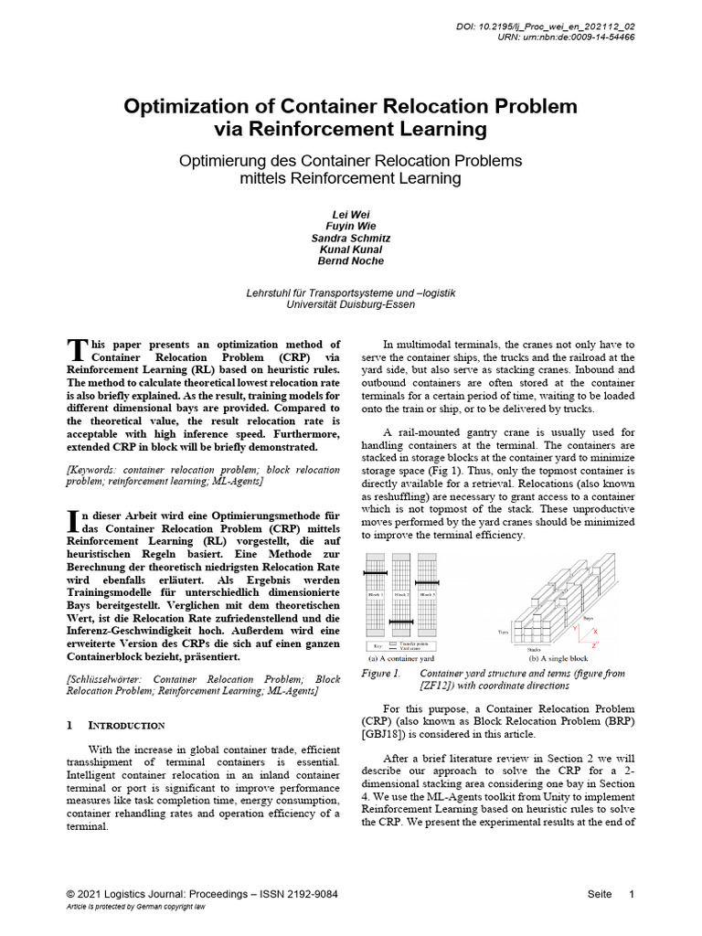 Optimization of Container Relocation Problem Via Reinforcement Learning | PDF | Mathematical ...
