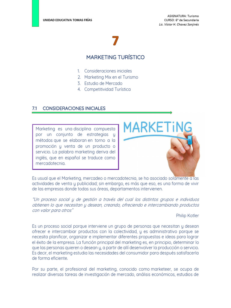 T7 Marketing Turístico | PDF | Marketing | Producto (Negocio)