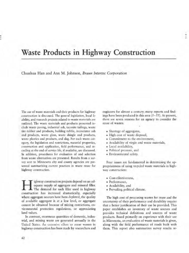 Waste Products in Highway Construction | PDF | Construction Aggregate | Concrete