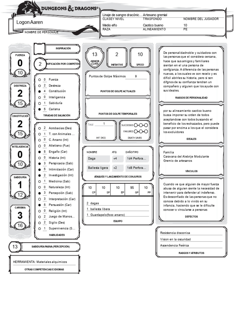 Logon Aaren - Roll20 Characters | PDF