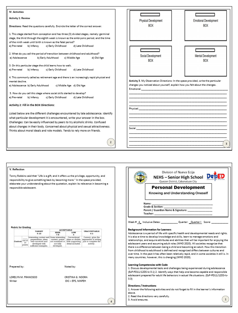 PERDEV-Q1W4-LAS | PDF | Adolescence | Learning