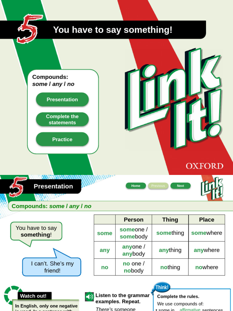 Mastering Some, Any, and No in English | PDF | Linguistics | Grammar