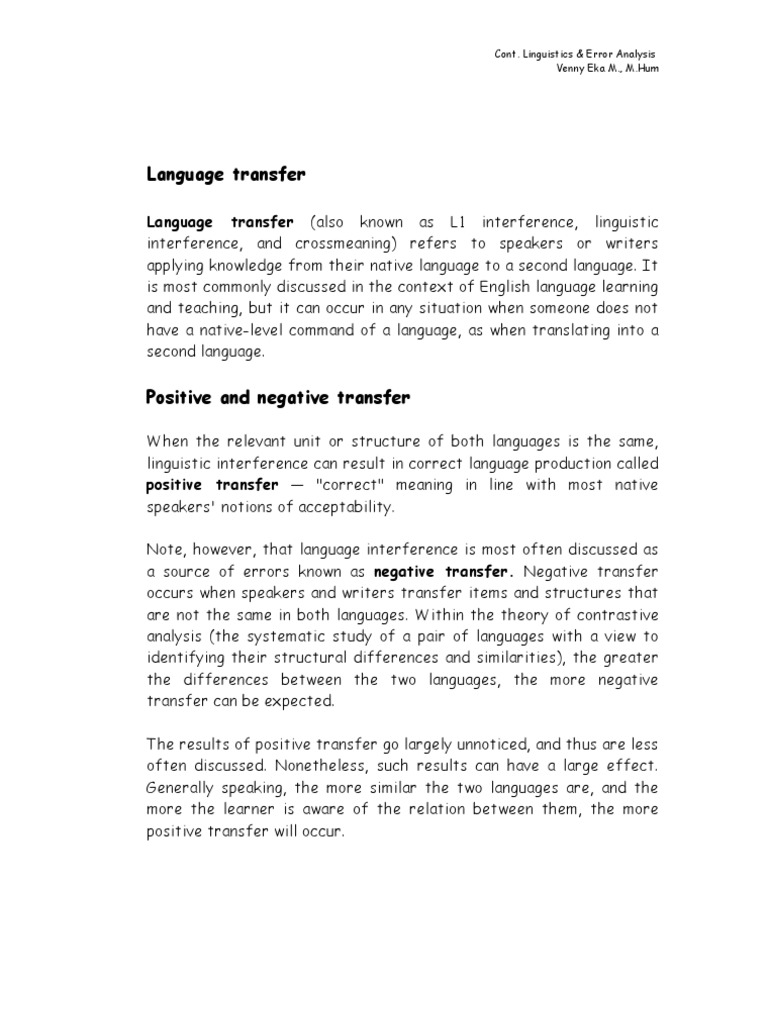 Language Transfer | PDF