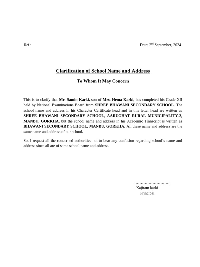 School Name Clarification Notice | PDF