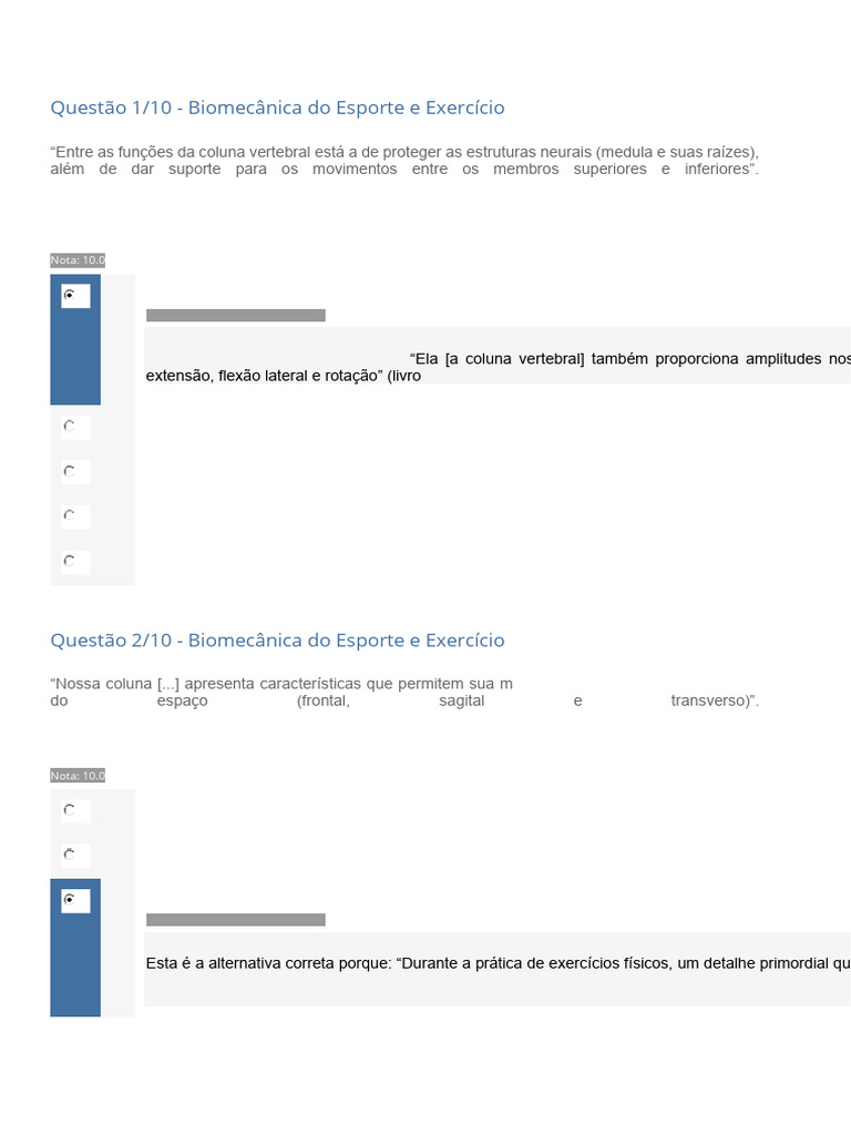 Apol 1 Biomecanica Do Exercicio | PDF | Coluna vertebral | Pélvis