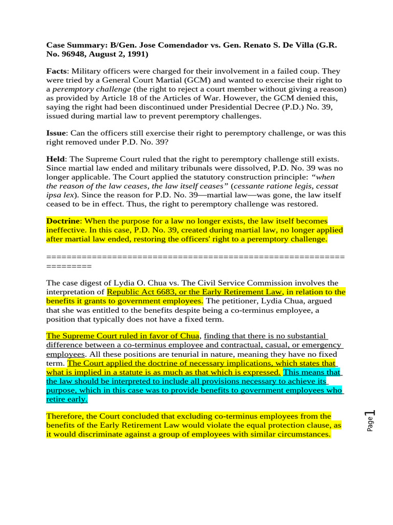 Case Summary | PDF | Precedent | Statutory Interpretation