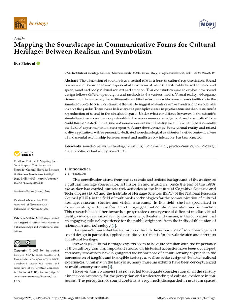 Mapping The Soundscape in Communicative Forms For Cultural Heritage ...