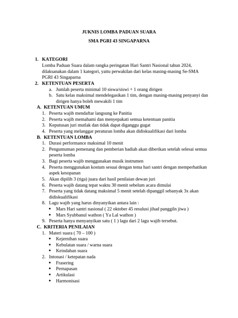 Juknis Lomba Paduan Suara HSN | PDF