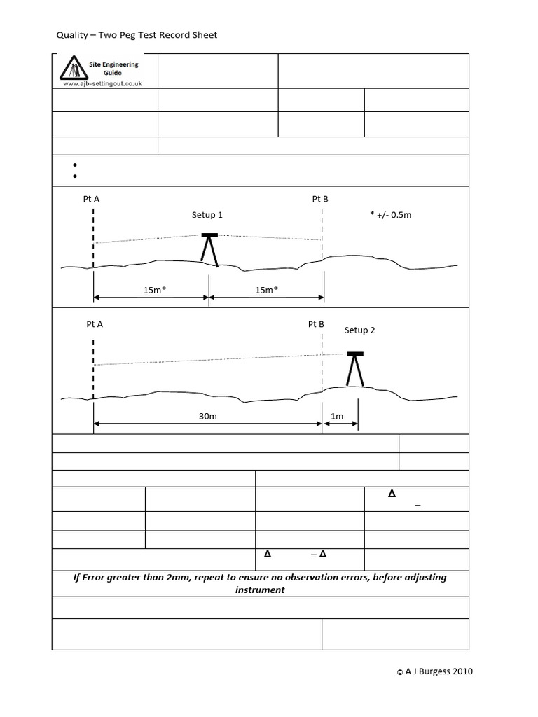 Two Peg Test Sheet | PDF