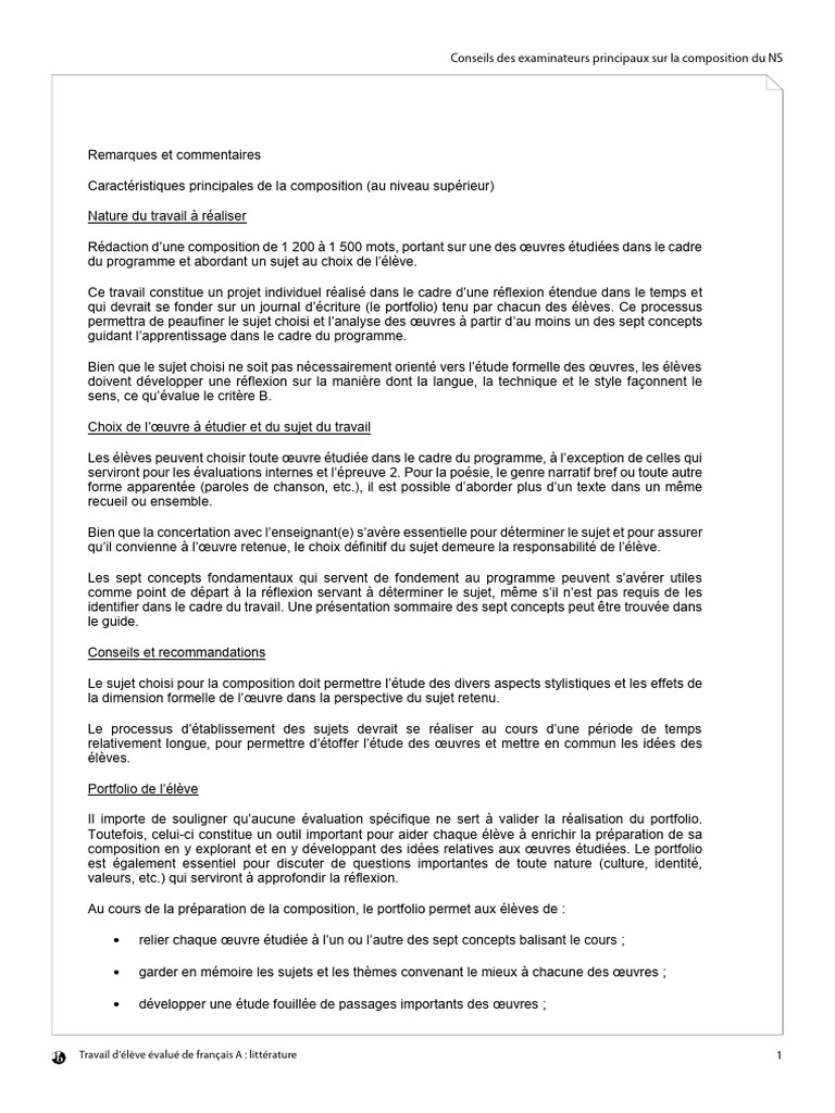 Conseils pour la composition en français A | PDF | Compositions ...
