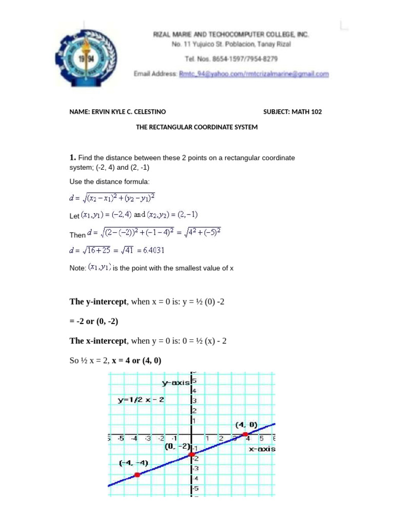 Rectangular Coordinate System Guide | PDF | Cartesian Coordinate System ...