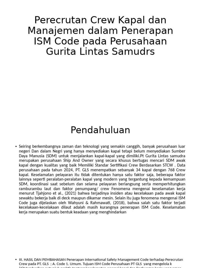Perecrutan Crew Kapal Dan Manajemen Dalam Penerapan ISM | PDF | Sains & Matematika