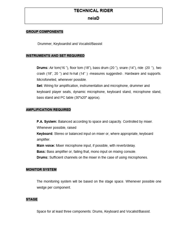 neiaD - Technical Rider | PDF