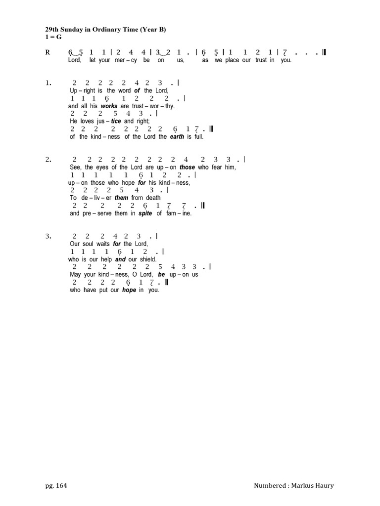 Sunday Mass Psalm For Year B Pdf