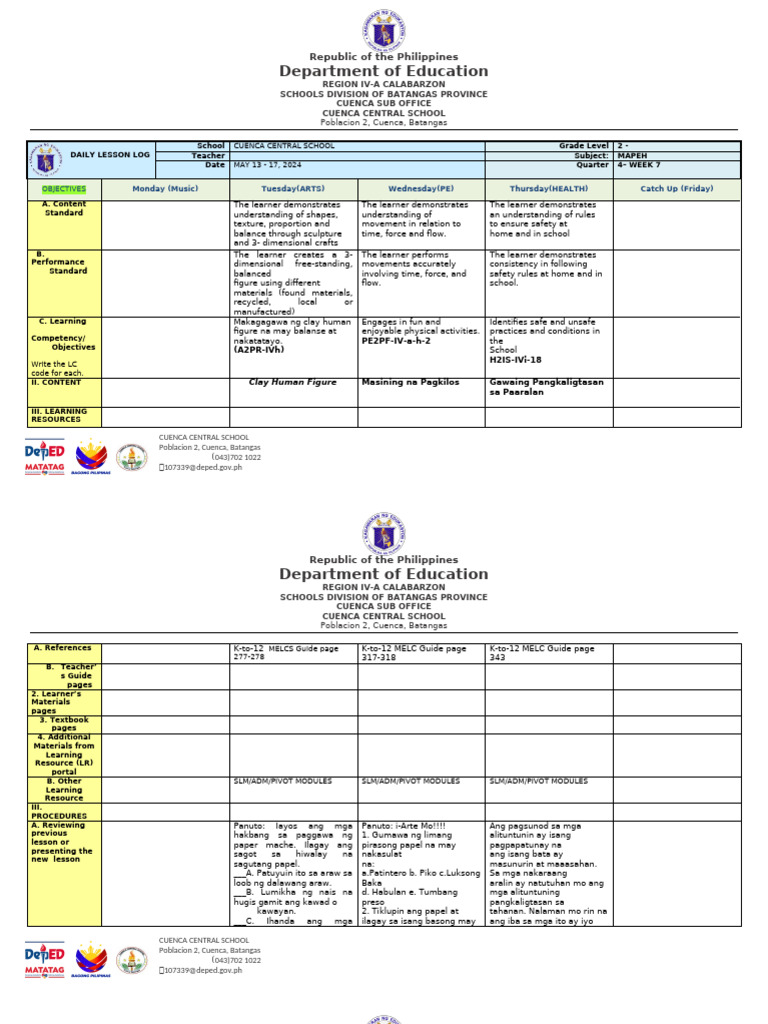 Unedited WEEK7 DLL MAPEH 2 | PDF