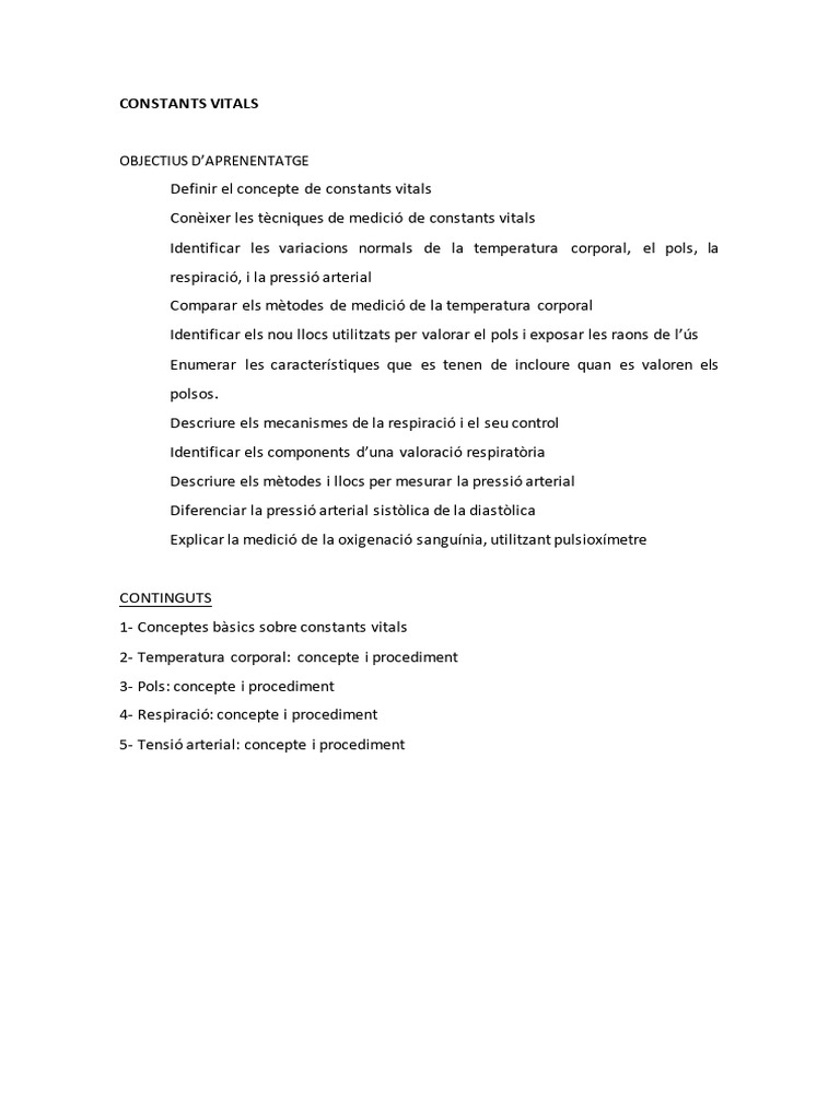 Constants Vitals | PDF