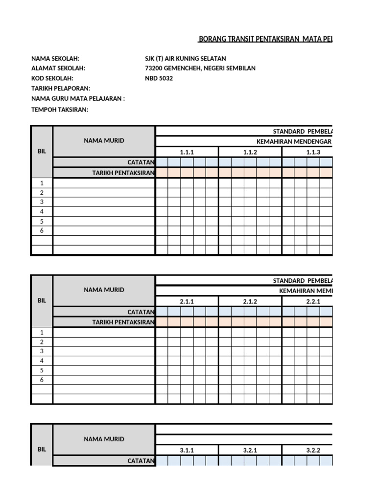 BORANG TRANSIT BM T3 | PDF