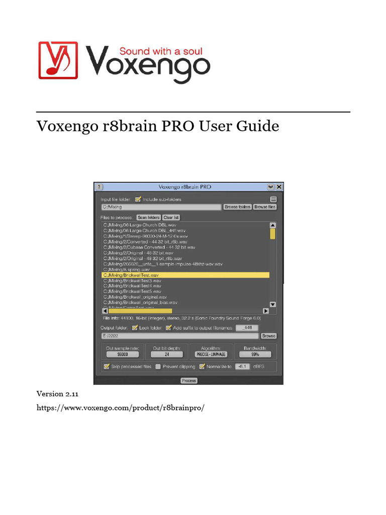Voxengo r8brain PRO Guide v2.11 | PDF | Computer File | Computer Engineering