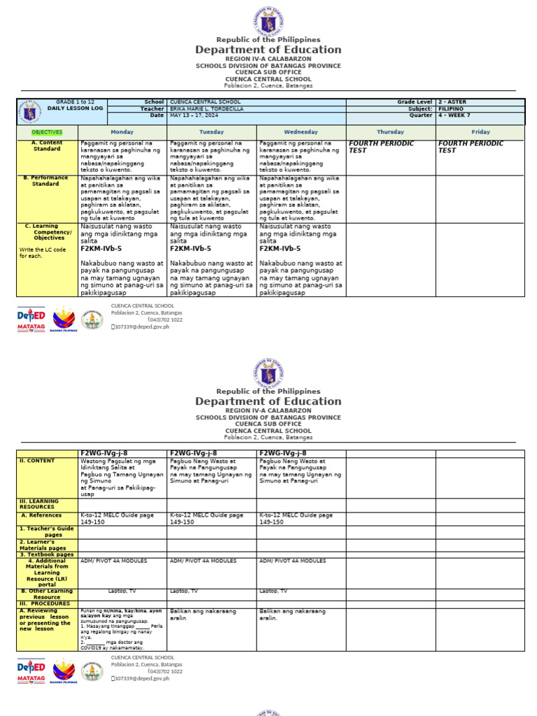 Dll-Week 7-Filipino 2-Edited | PDF