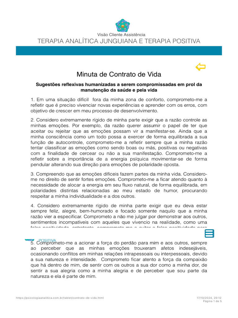 Contrato de Vida | PDF | Emoções | Aprendizado