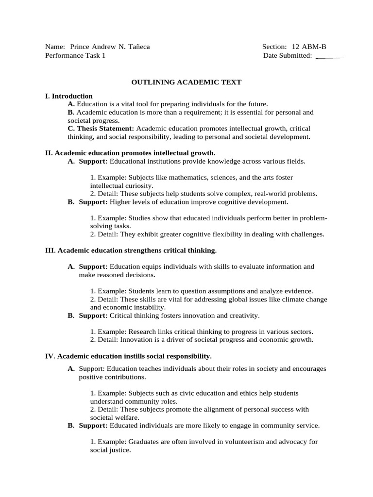 OUTLINING-ACADEMIC-TEXT-4 | PDF | Critical Thinking | Thought