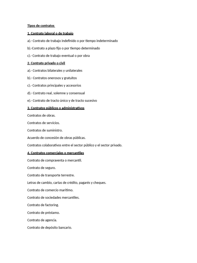 Tipos de Contratos | PDF