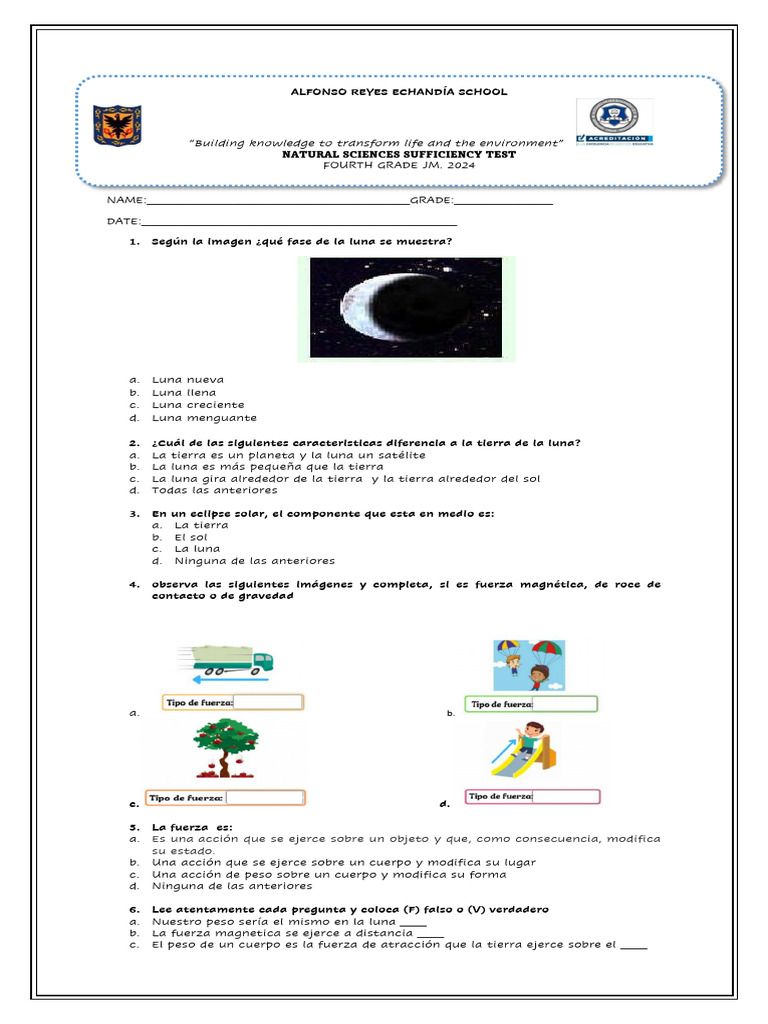 Science Sufficiency Test 2024 | PDF | Luna | Tierra
