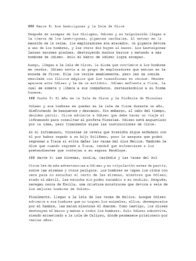 Odiseo: Lestrigones, Circe y Profecías | PDF | Historia | Libros para ...